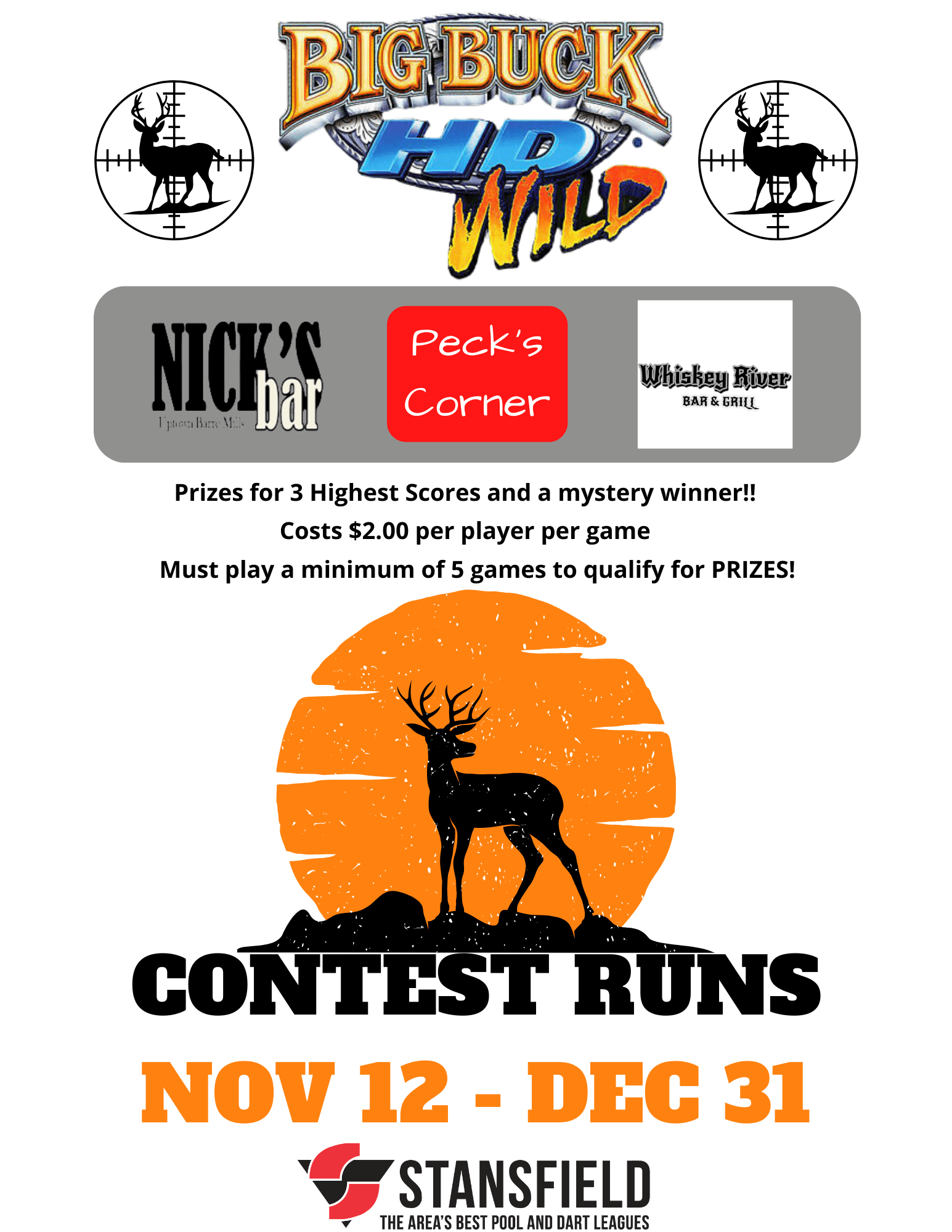 Big Buck - Stansfield Vending | Pool Leagues | Dart Leagues