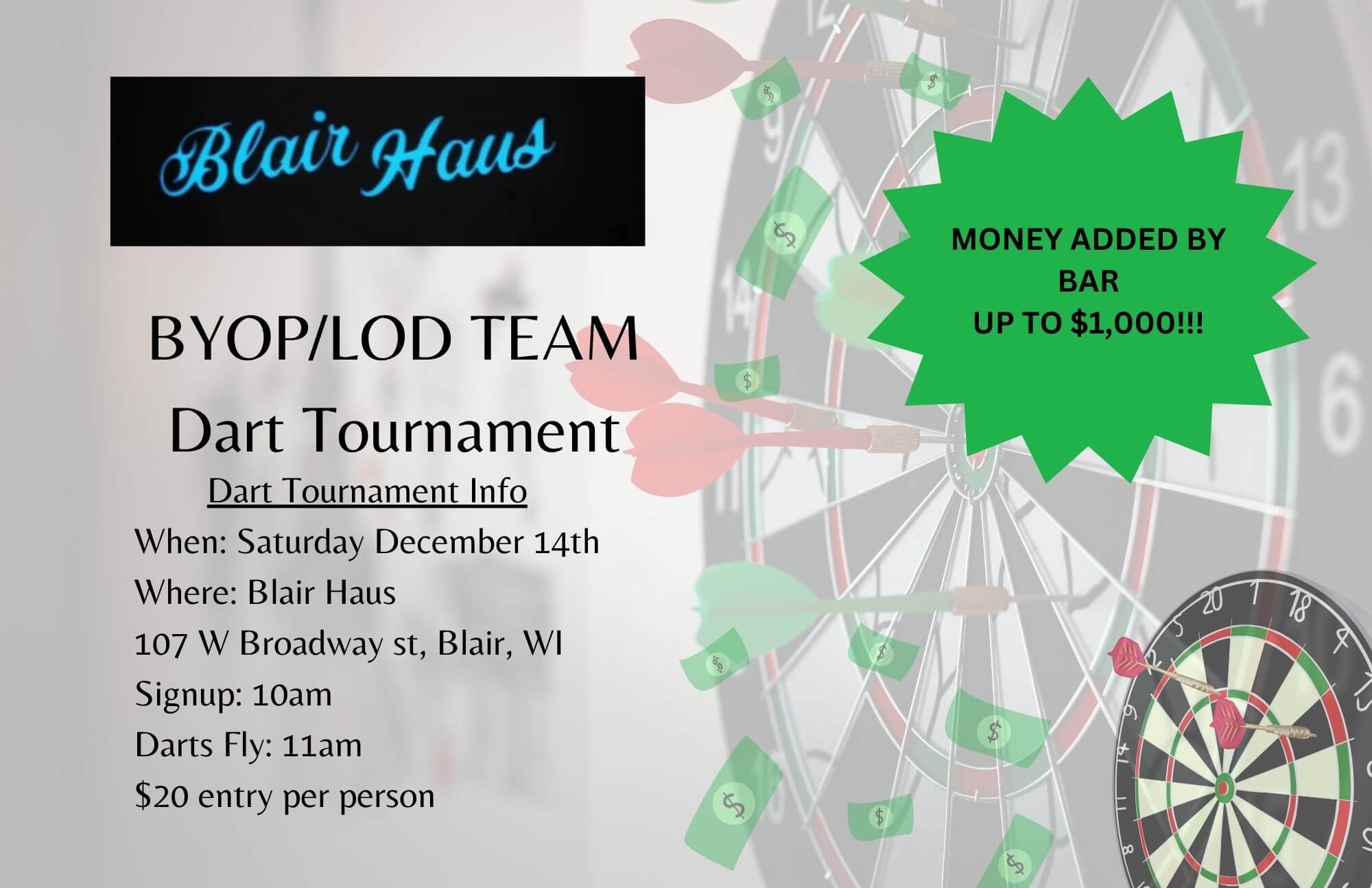 BLAIR HAUS BYOP/ LOD TEAM DART TOURNAMENT - Stansfield Vending | Pool ...